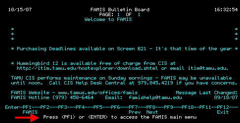 Log On and Off of FAMIS