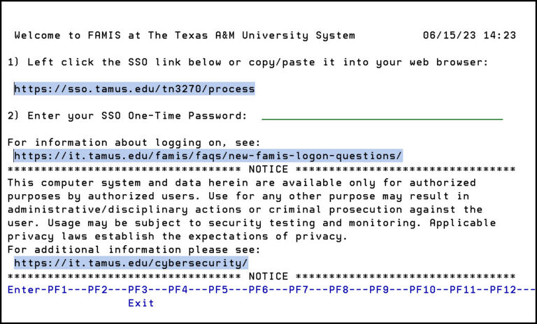 FAMIS Production-Creating a New FAMIS Connection Profile