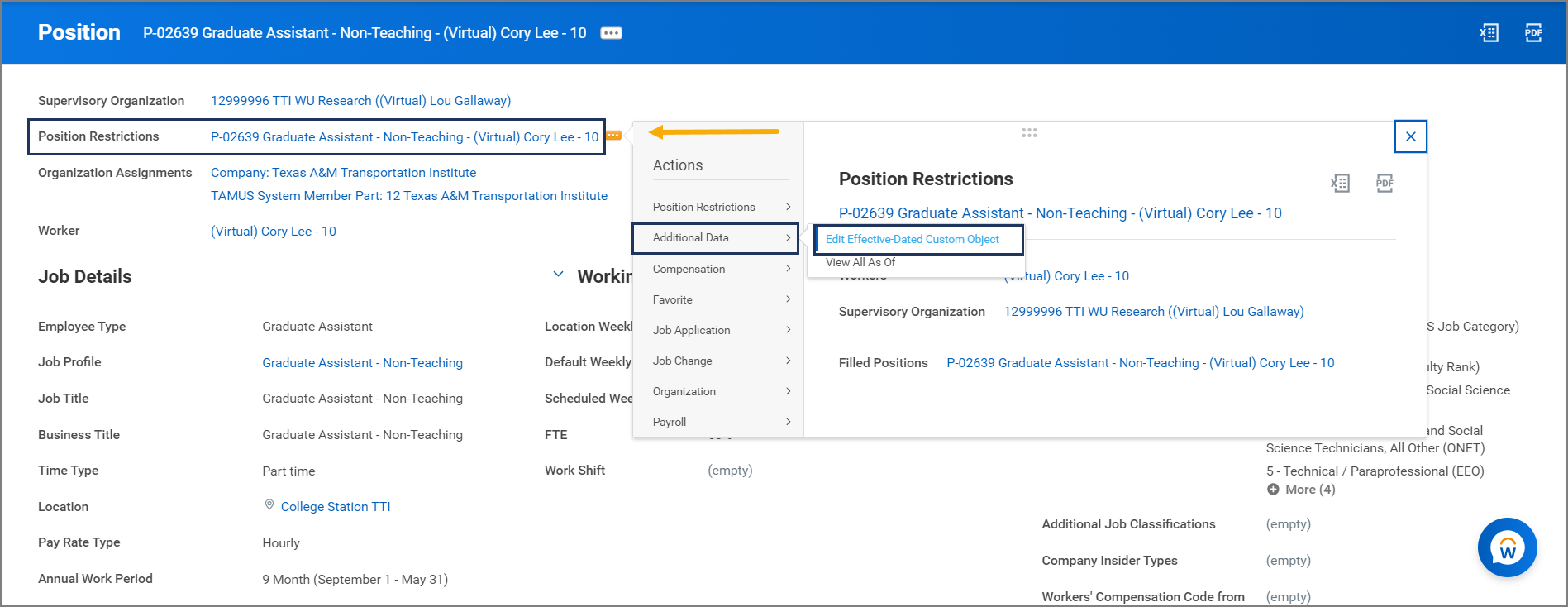 Edit Additional Data For Position Restrictions Export Control Partner 