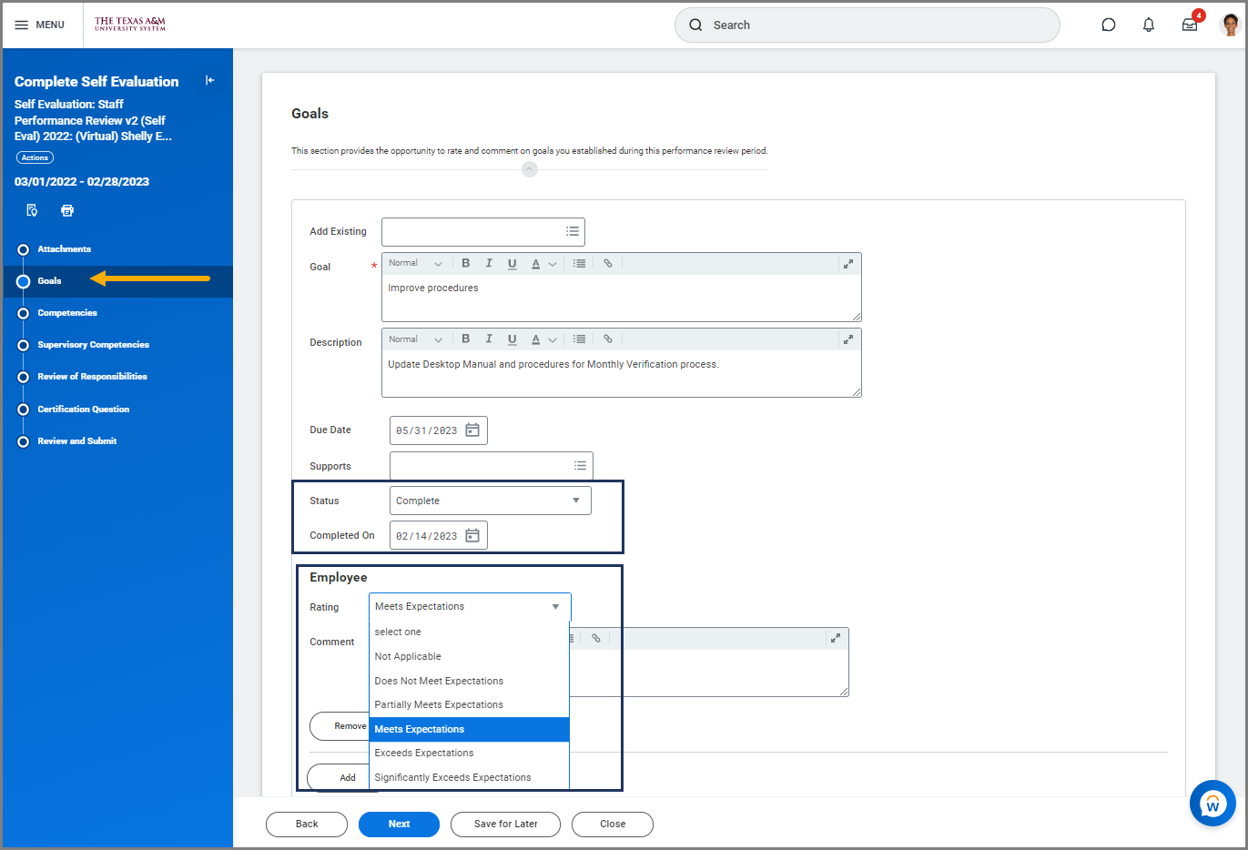 Complete Performance Review – Staff (Employee)
