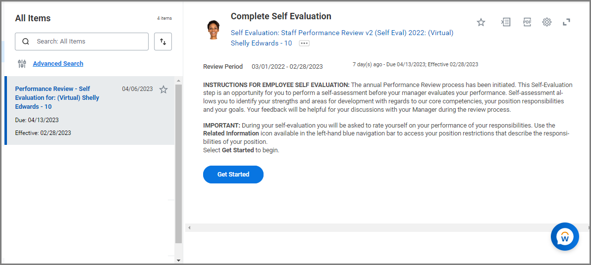 Complete Performance Review – Staff (Employee)