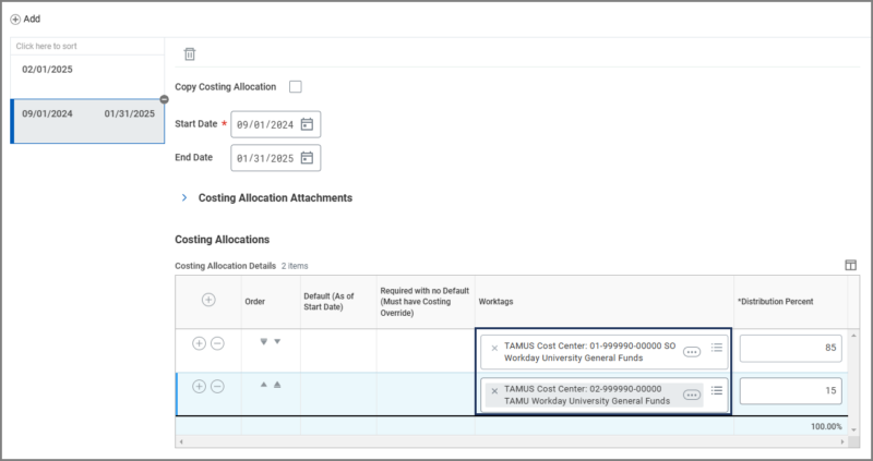 Costing Allocations